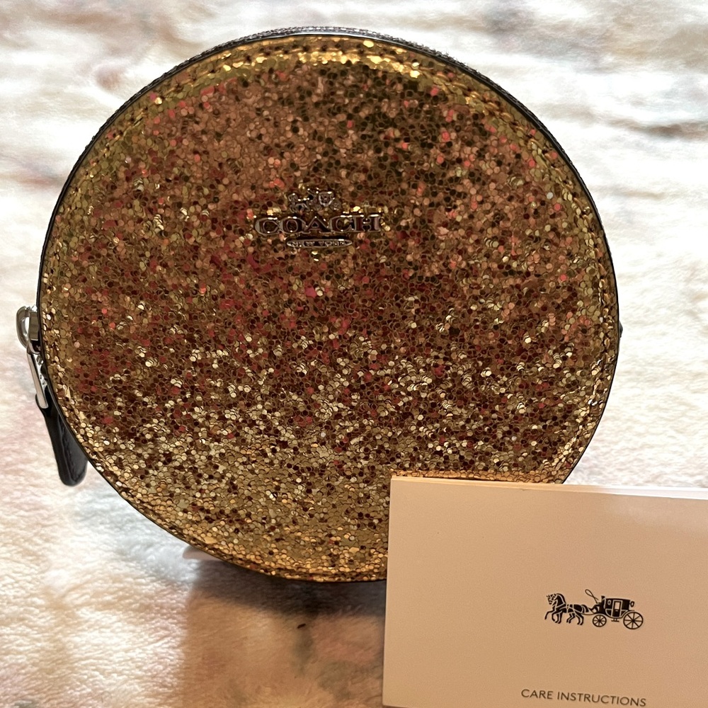 Coach Wizard Of Oz Gold Glitter Round Zip Coin Purse … - Gem